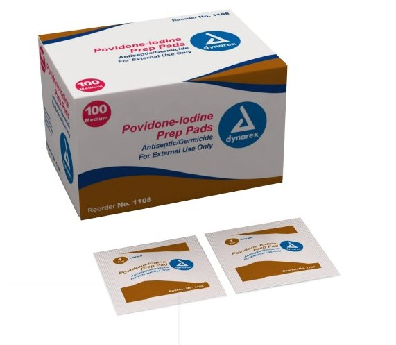 Pvp Iodine Prep Pad one BOXE OF 100 Pads #1108 By Dynarex