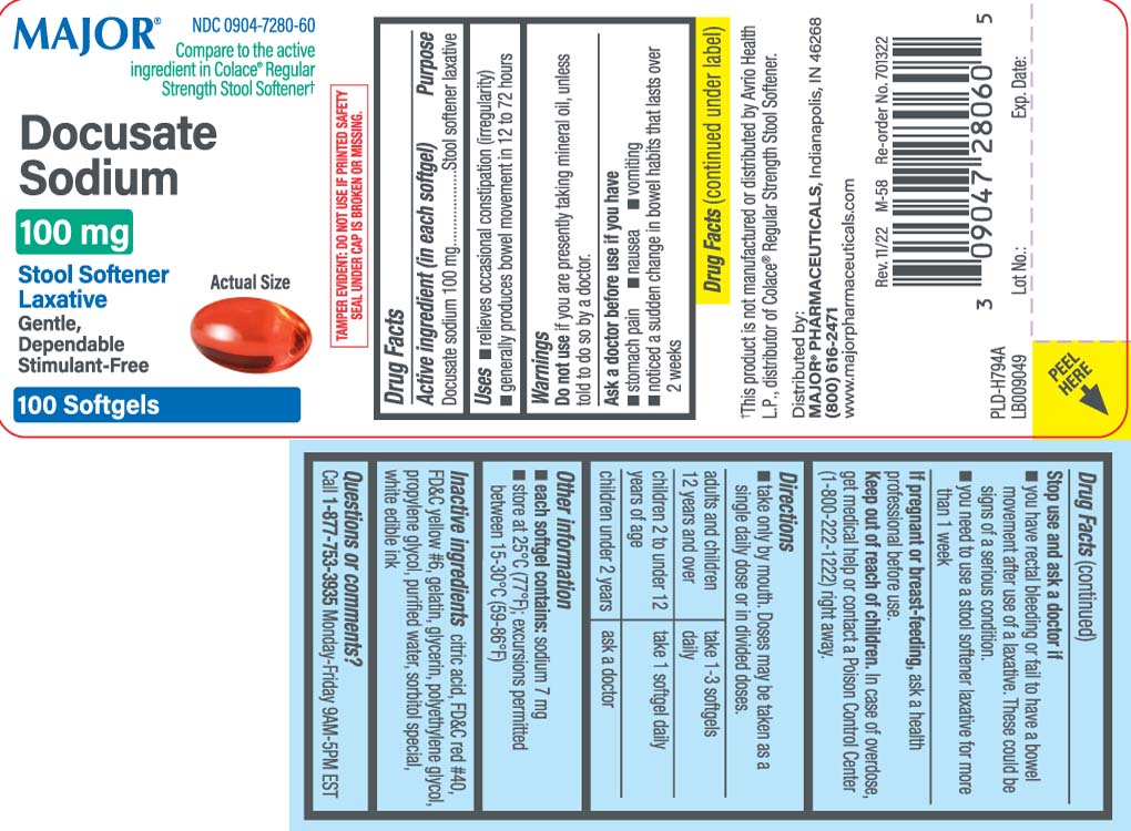 Docusate Sodium 100 mg Softgel 100 By Major Gen Colace