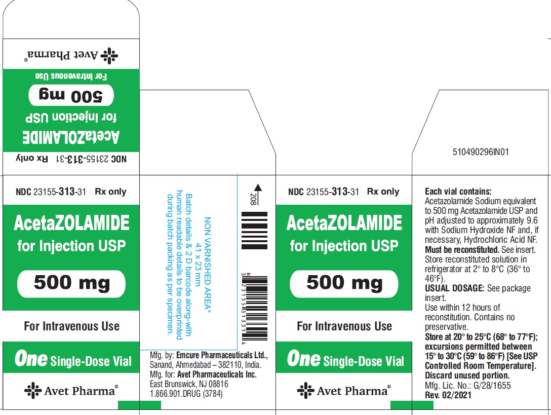 Rx Item:Acetazolamide 500MG SDV by Heritage Pharma USA GEN DIAMOX