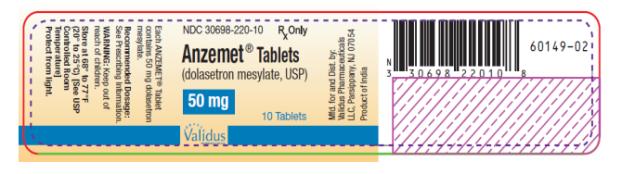 Rx Item:Anzemet 50MG dolasetron mesylate oral 10 TAB by Validus Pharma USA