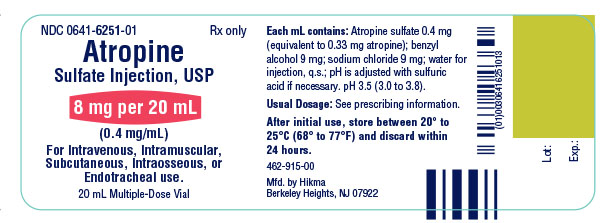 Rx Item-Atropine Sul 8Mg 10X20Ml Mdv By Hikma Pharma USA