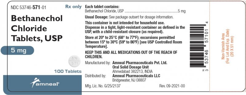 Rx Item:Bethanechol 5MG 100 TAB by Amneal Pharma USA Gen Urecholine