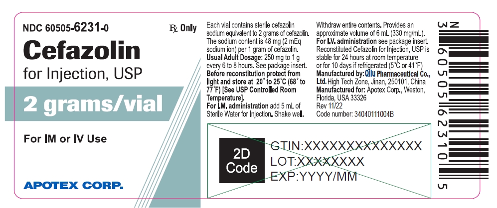 Rx Item:Cefazolin 2GM One Vial by Apotex Corp Grx Inj USA Gen Ancef Kefzol