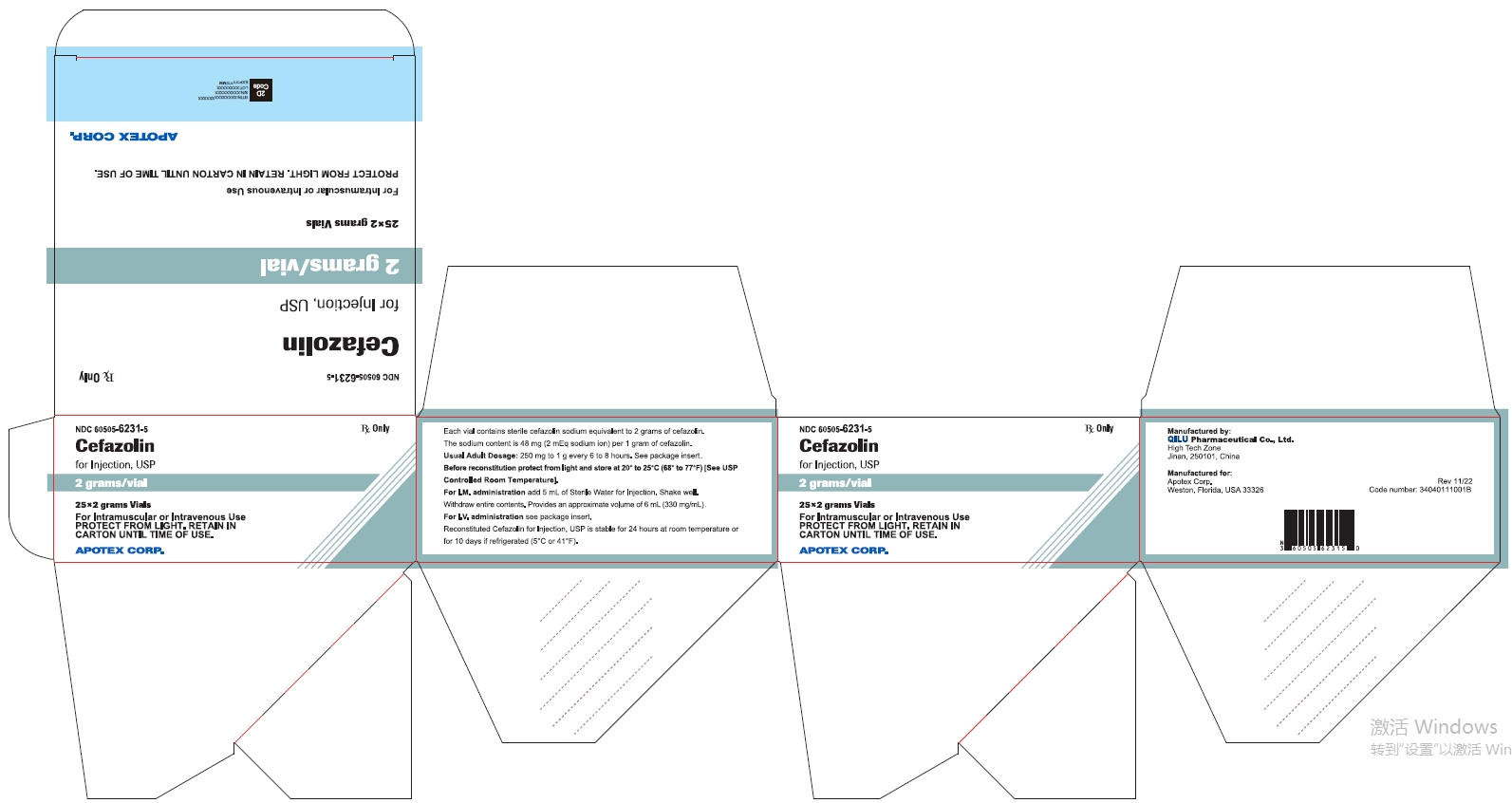 Rx Item:Cefazolin 2GM One Vial by Apotex Corp Grx Inj USA Gen Ancef Kefzol