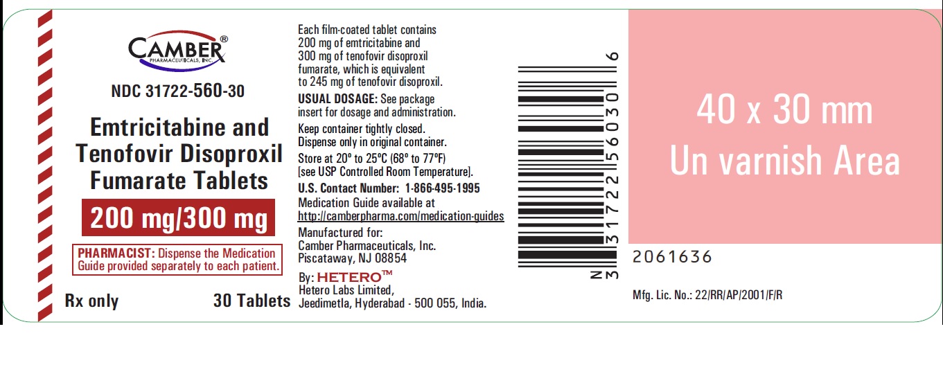 Rx Item Emtricitabine-Tenofovir 200-300 MG 30 TAB by Camber Gen Truvada