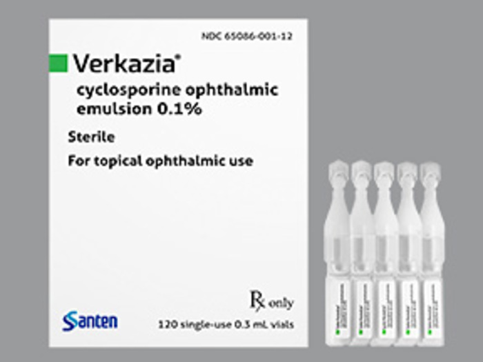 Rx Item-Verkazia 0.1% 120X0.3ML Cyclosporin EML by Santen /Sps USA