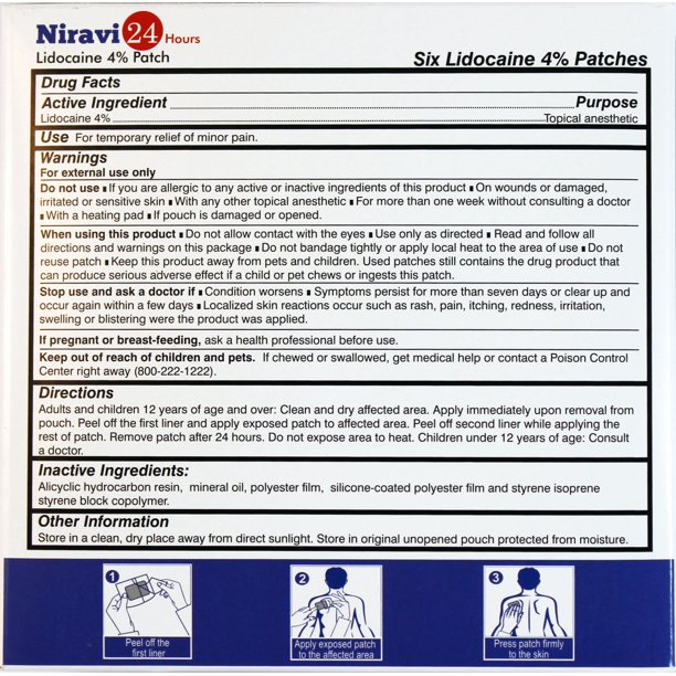 Lidodcaine 4% Pain Patches 24 hours Box of 6 by Sparsha Pharma