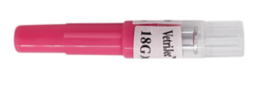 VetriJec Aluminum Hub Hypodermic Needle, Disposable, Pink, 18g x 0.75