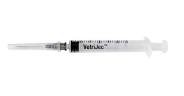VetriJec Soft Pack 3cc Luer Lock Syringe with Tri-Beveled Needle,Gray ...