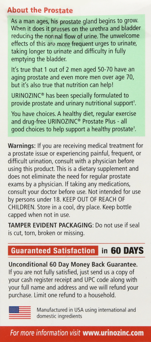 Urinozinc Prostate Health Complex 60 count Tabs 65012E