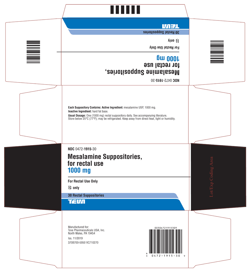 Rx Item-Mesalamine 1000MG 30 Suppository by Teva Pharma USA Gen Canasa