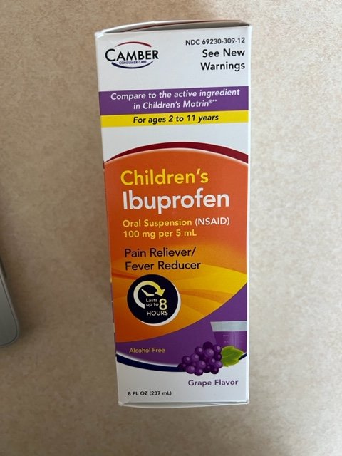 Ibuprofen Children's oral Suspension Boxed 8 oz by Camber Pharma Consumer