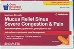 Pack of 12-GNP Mucus Relief Severe Congestion Pain Caplets 20 Count
