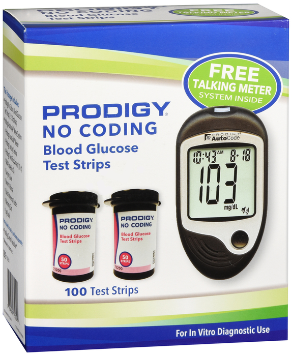 Prodigy Test Strips with Free Meter Retail Pack 100ct By Prodigy Diabetes