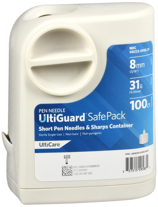 Pack of 12-UltiGuard SafePack Pen Needles 31Gx8mm 100ct By Ultimed USA
