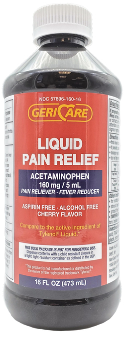 Acetaminophen 160Mg Liquid Cherry 16Oz Gericare Gen Tylenol