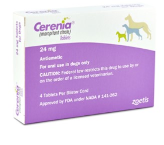 Cerenia (Maropitant Citrate) Antiemetic Tablets for Dogs 24mg, 4 Count