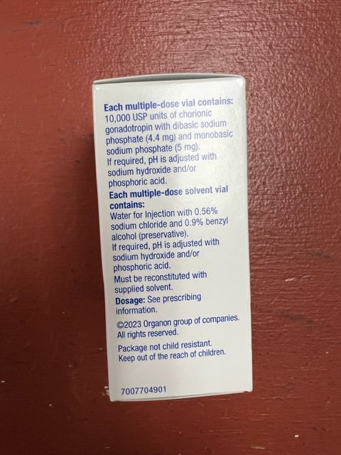 Rx Item-Pregnyl Chorionic Gonadotropin Human 10 MU MDV 10 ML by Organon