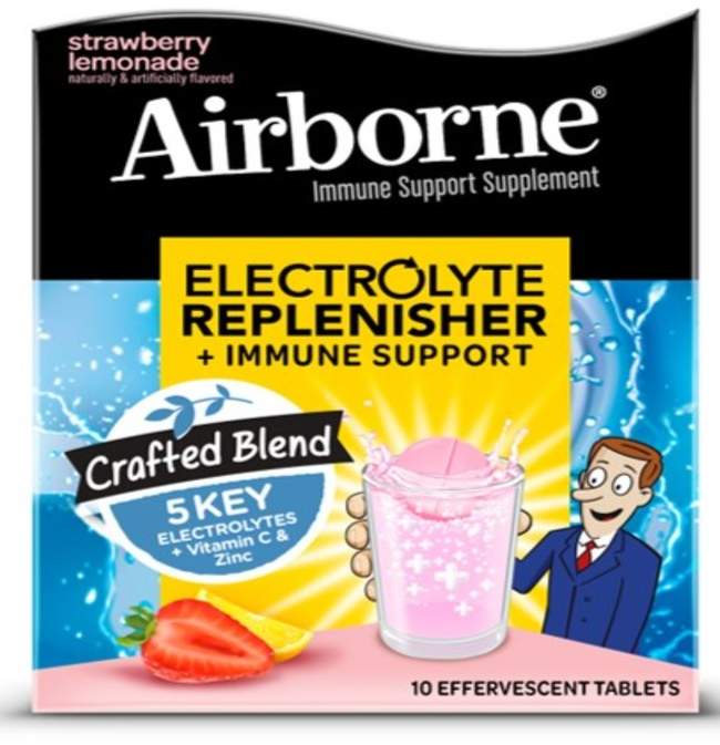 Airborne Electrolyte Replenisher Strawberry Lemon Tablets 10ctBy RB ...