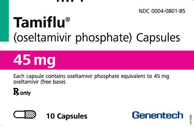 Rx Item:Tamiflu Oral 45mg 10 Capsules Oseltamivir by Genentech USA