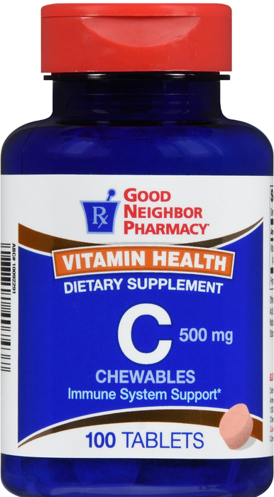 pack of 12- GNP Vitamin C 500mg Orange Chewable Tablets 100ct