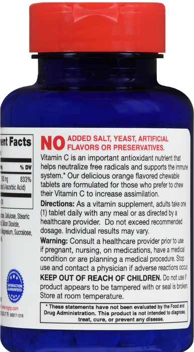 pack of 12- GNP Vitamin C 500mg Orange Chewable Tablets 100ct