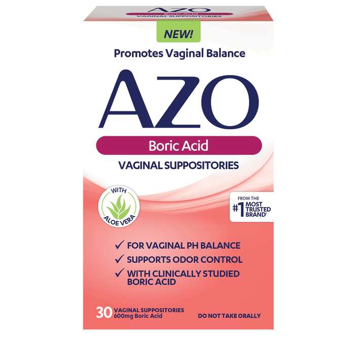 Pack of 12-AZO Boric Acid Vaginal Suppositories 30ct