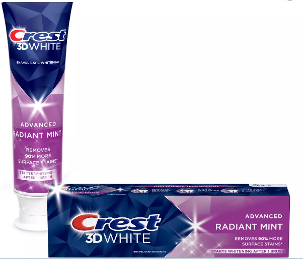 Crest 3D White Advanced Teeth Whitening Toothpaste, Radiant Mint 5.6oz ...