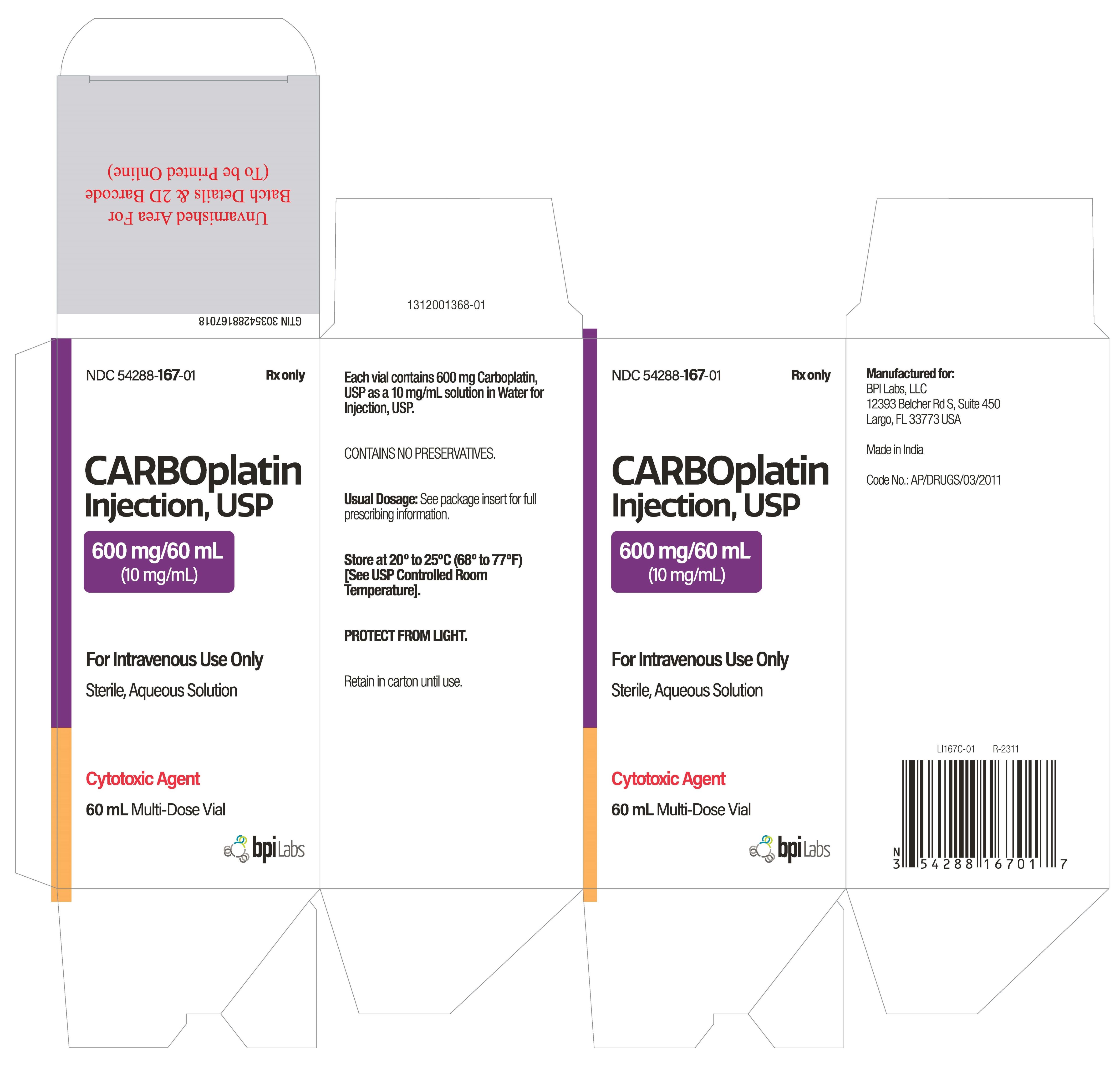 Rx Item-Carboplatin 600MG 60 ML Multi Dose Vial by BPI Pharma Gen Parapltin