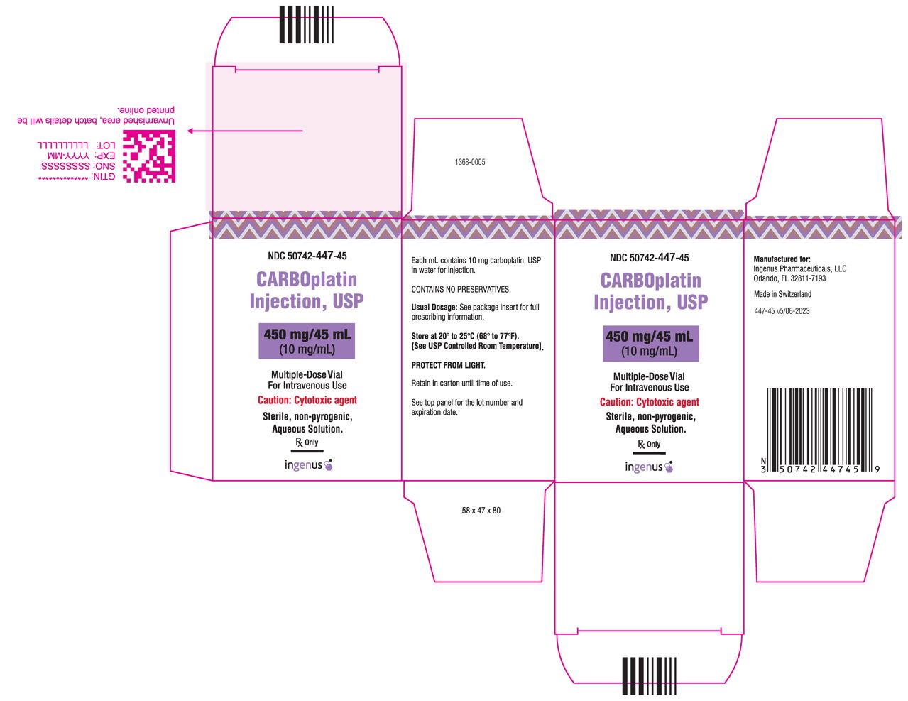 Rx Item-Carboplatin 10 Mg/Ml Vl 60ml By Ingenius Pharma USA Gen Paraplatin