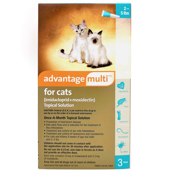 Advantage Multi Cat 2-5lb imidacloprid, moxidectin sol By Elanco Pet Rx ...