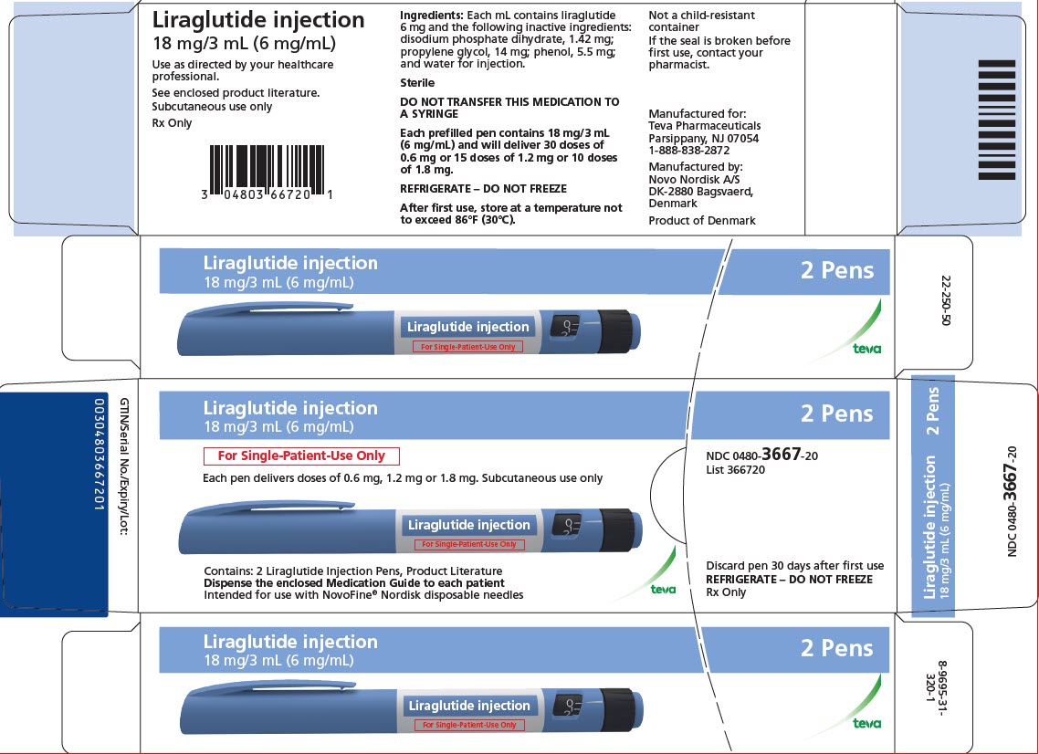 Rx Item-Liraglutide Generic Victoza Pen 18MG/3ML 2X3 ML Inj by Teva USA