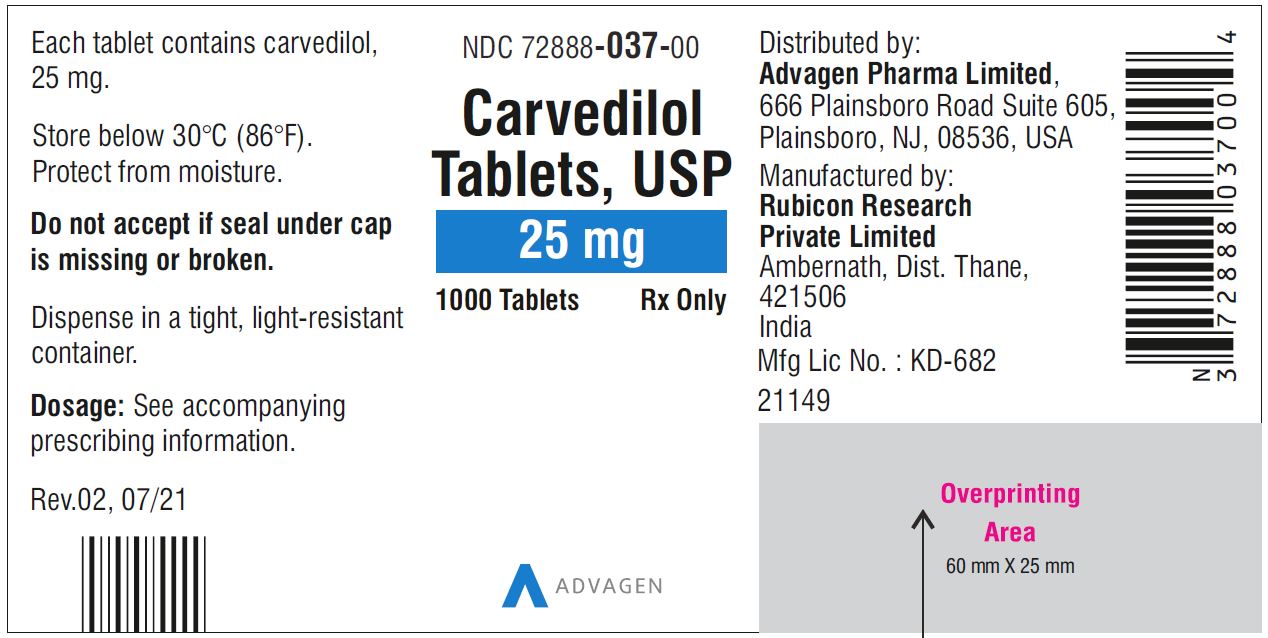 Rx Item-Carvedilol 25mg Tab 1000 By Advagen Pharma Gen Coreg