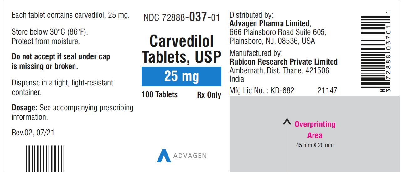 Rx Item-Carvedilol 25mg Tab 100 By Advagen Pharma Gen Coreg