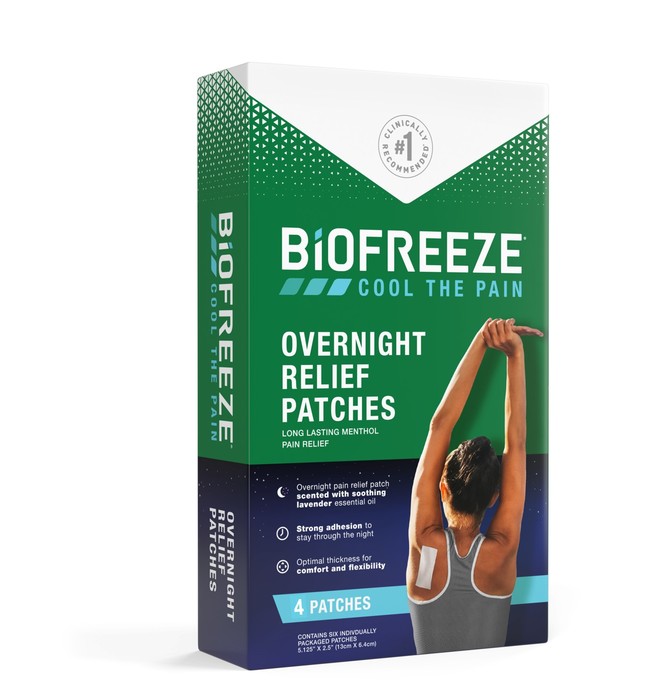 Pack of 12-Biofreeze Overnight Relief Patch 4ct By RB Health USA