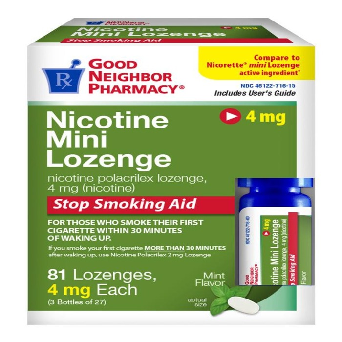 GNP Nicotine Mini Lozenge 4mg Mint 81ct By Pl Development /GNP USA