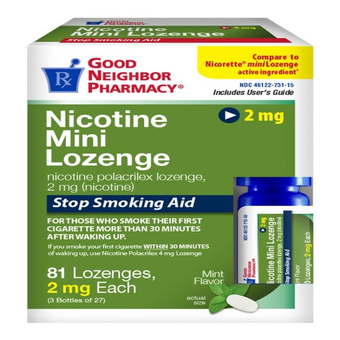 GNP Nicotine Mini Lozenge 2mg Mint 81ct By Pl Development /GNP USA