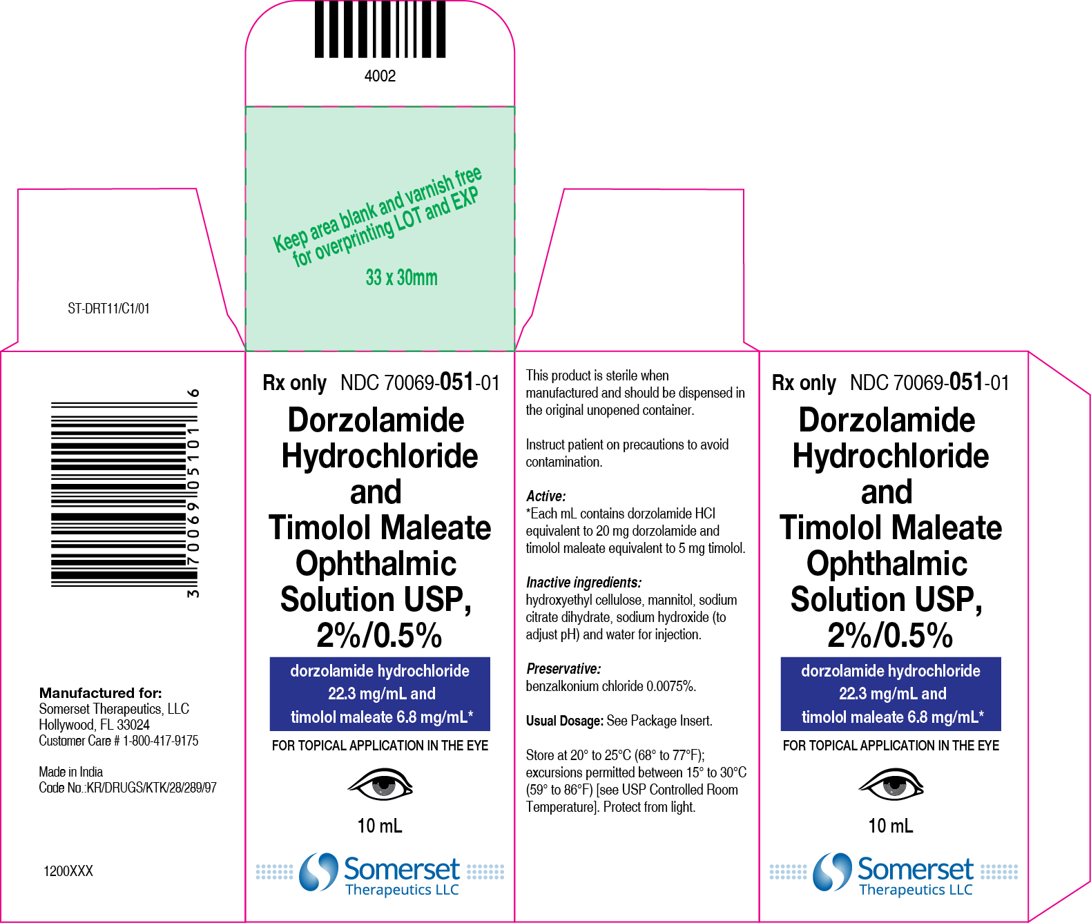 Rx Item-Dorzolamide-Timolol Drops 10Ml By Somerset Gen Cosopt