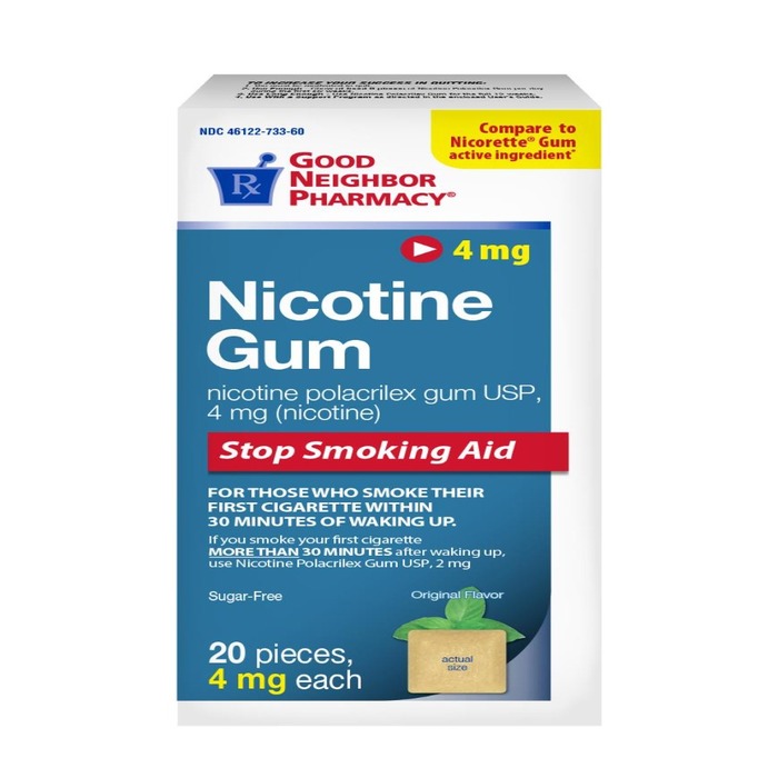 GNP Nicotine Gum 4mg Uncoated Original 20 Ct By Pl Development /GNP USA