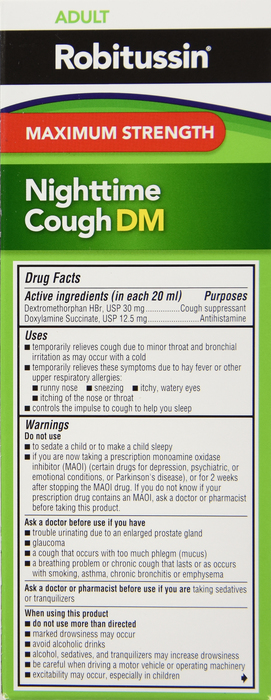 Robitussin Dm Max Strength Nighttime Cough 8Oz By Glaxo Smith Kline ...