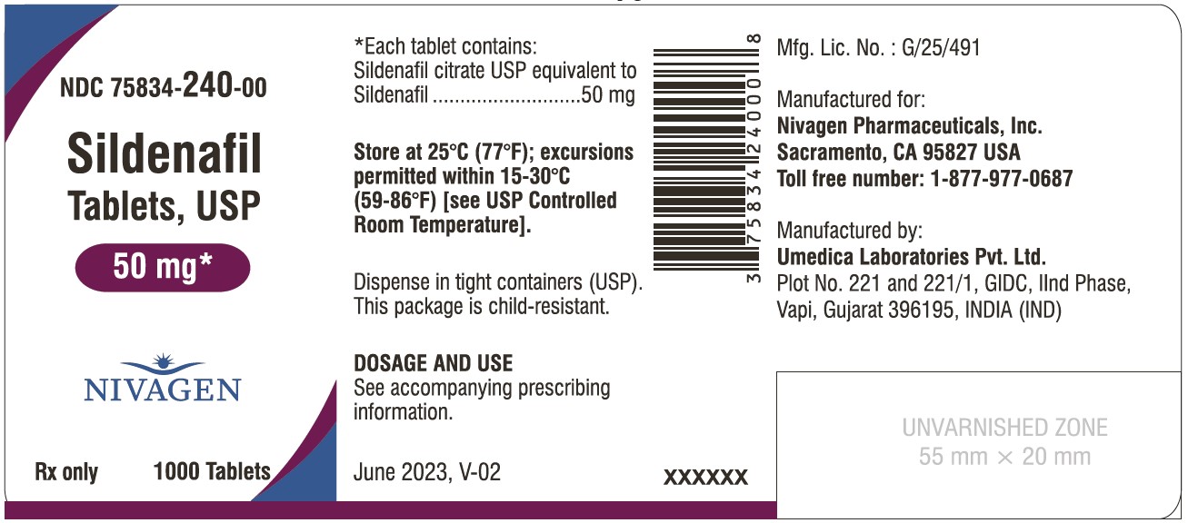 Rx Item-Sildenafil 50 Mg Tab 1000 By Nivagen Pharma Gen Viagra