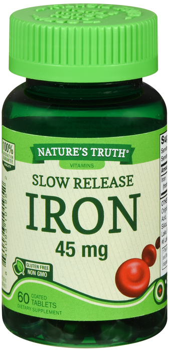 Slow Release Iron 45Mg Tab 60Ct By Natures Truth