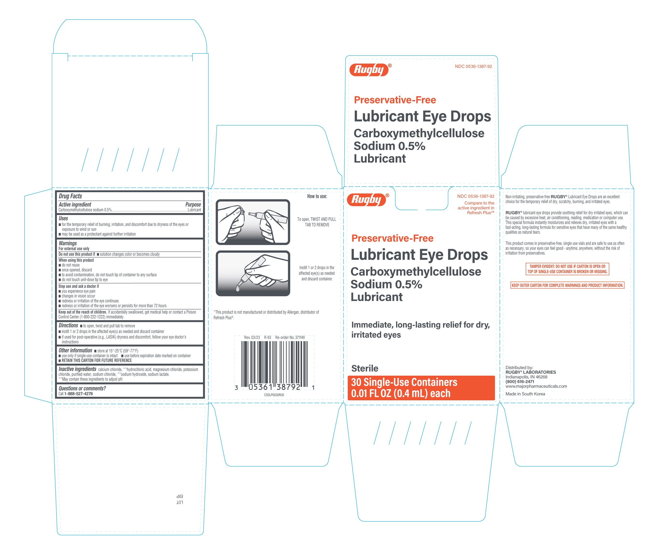 Pack of 12-Lubricanr Eye Drops 0.5% 30X0.4 ML by Major Pharma USA Gen ...