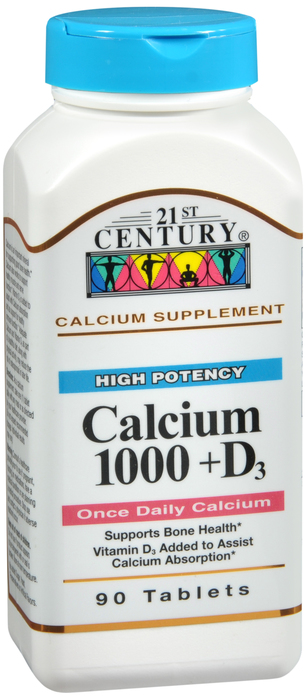 Pack of 12-Calcium+D 1000Mg-800 Tab 90 By 21st Century