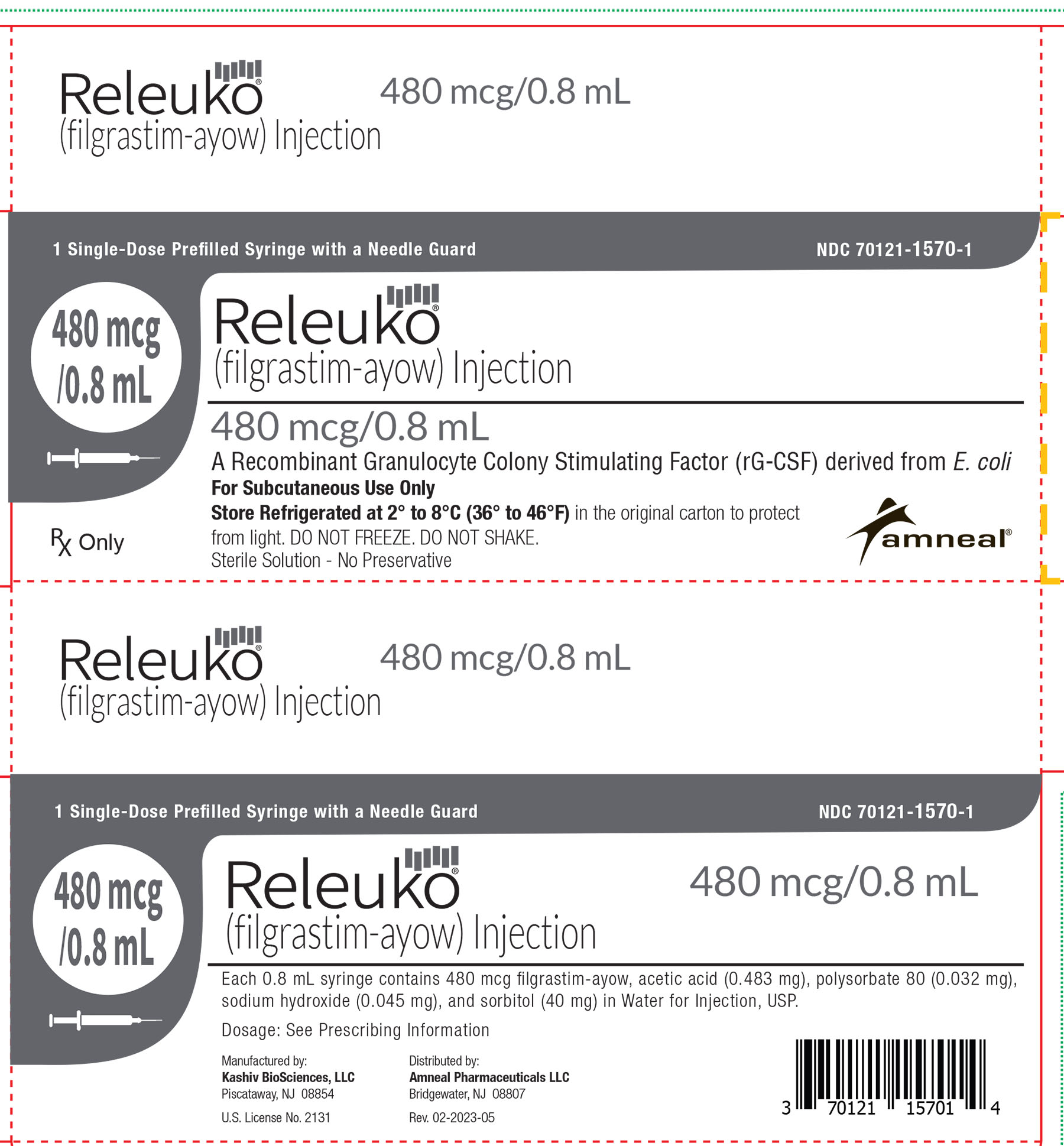 Rx Item-Releuko 480 Mcg Pfs 10X0.8 Ml By Amneal Specialty Rx