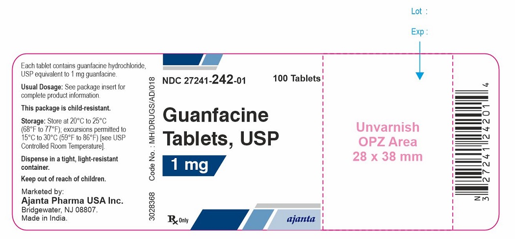 Rx Item-Guanfacine 1MG 100 Tab by Ajanta Pharma USA Gen Tenex Exp 7/25