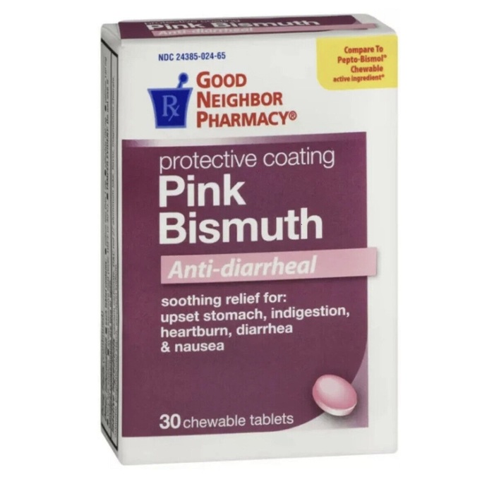 Good Neighbor Pharmacy Pink Bismuth Chewable Tablets 30ct Gen Pepto Bismol