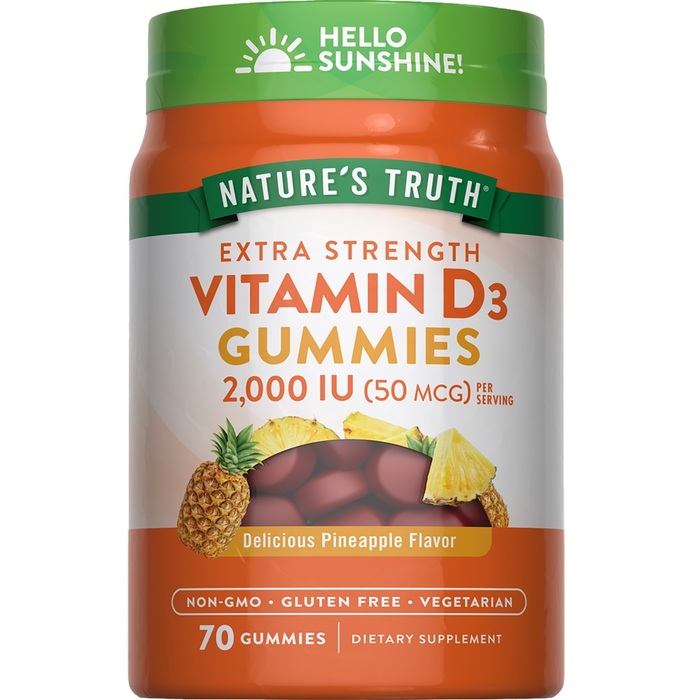 Vitamin D3 2000 IU Pineapple Gummies 70Ct By Natures Truth
