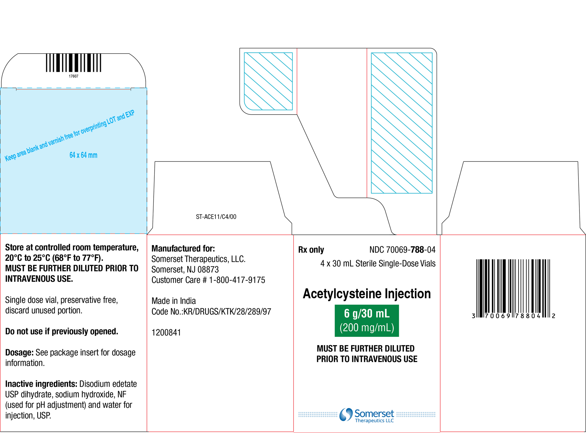 Rx Item-Acetylcysteine 20% 200Mg/ml Vial 4X30ml By Somerset Gen Acetadote