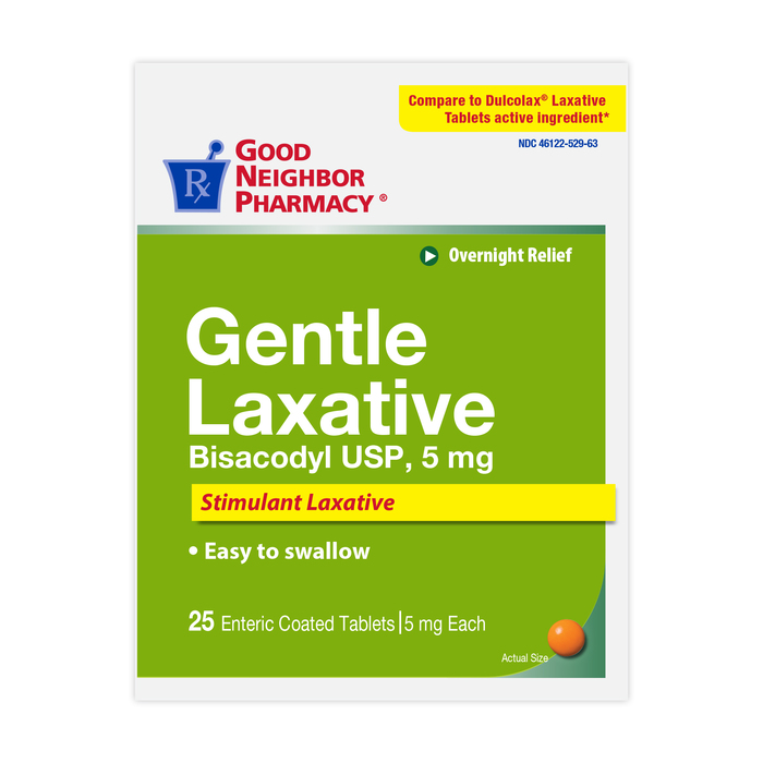 GNP Gentle Laxative Bisacodyl 5mg Tablets 25ct By LNK International/GNP USA